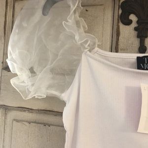 The Moon | Tops | Nwt The Moon White Top With Sheer Puff Shoulder ...